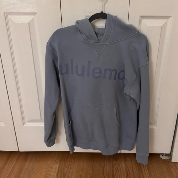 lululemon athletica | Tops | Rare Lululemon Logo Light Blue Sweatshirt ...